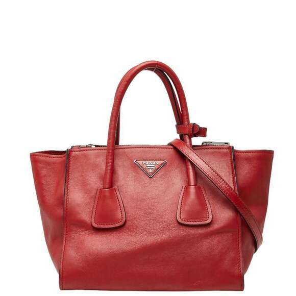 Prada | Bags | Prada Red Leather Shoulder Bag | Poshmark